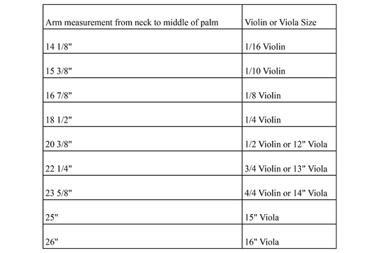Orchestra Instrument Sizing Guide – Andy's Music